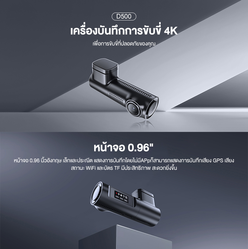 4K กล้องติดรถยนต์ WIFI 6+APP+GSP การควบคุมด้วยเสียง จอแสดงสถานะ 0.96 ...