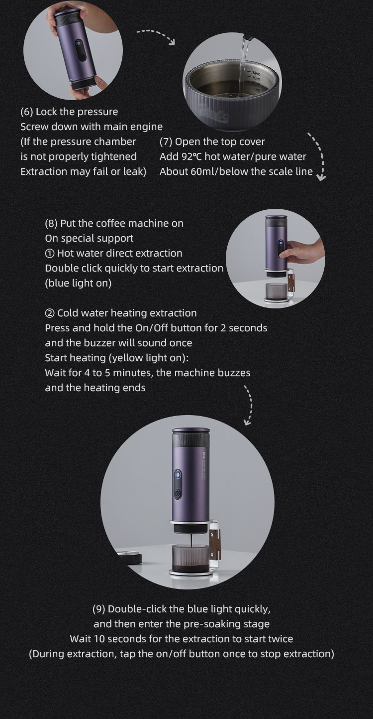 Bincoo เครื่องชงกาแฟแบบพกพา H1Pro เครื่องเอสเปรสโซไฟฟ้าพร้อมมือถือสําหรับการเดินทางกลางแจ้งใน ...