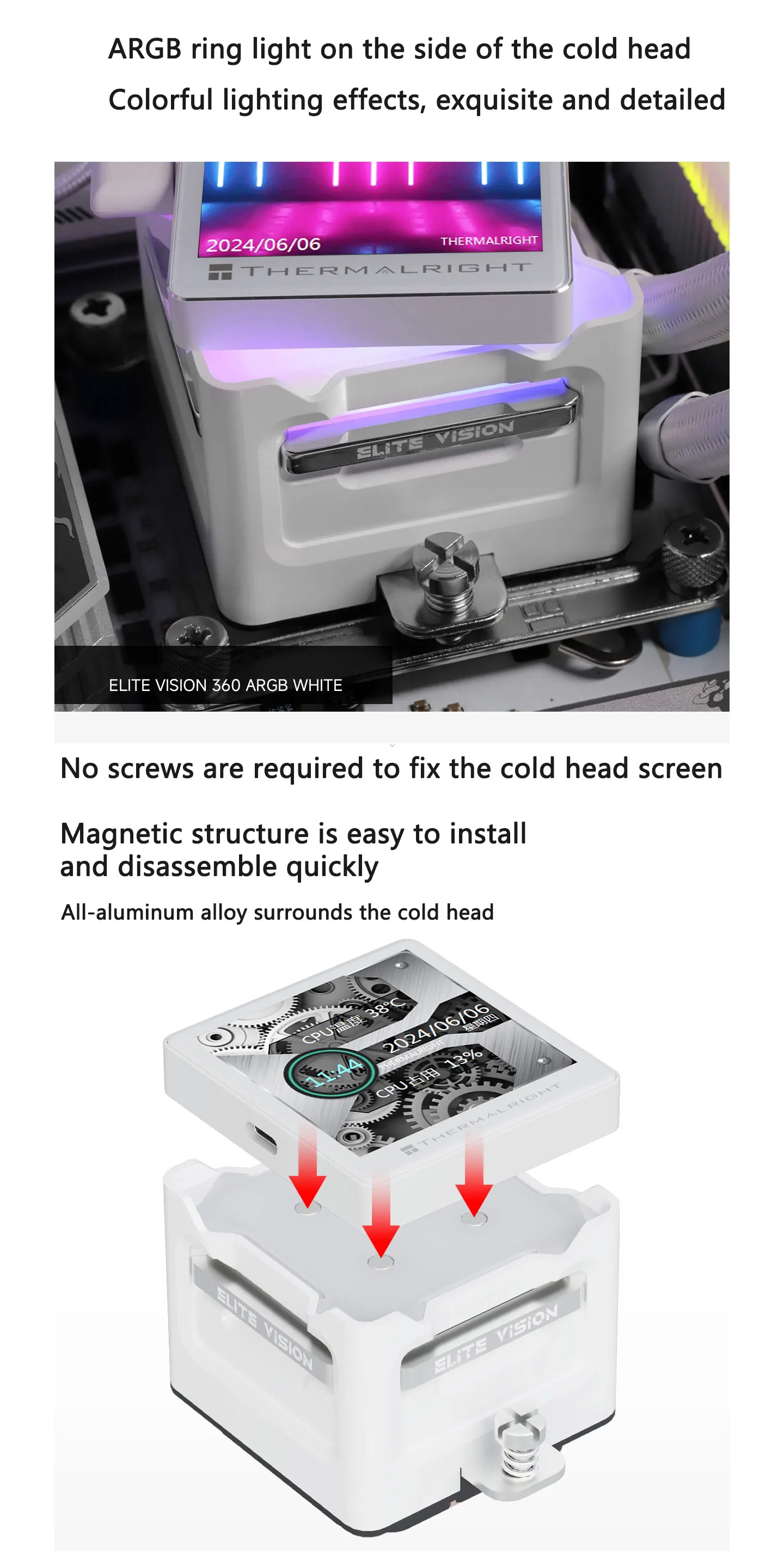 Thermalright ELITE VISION 360 สีขาว ARGB CPU Liquid Cooler 2.73 นิ้ว ...