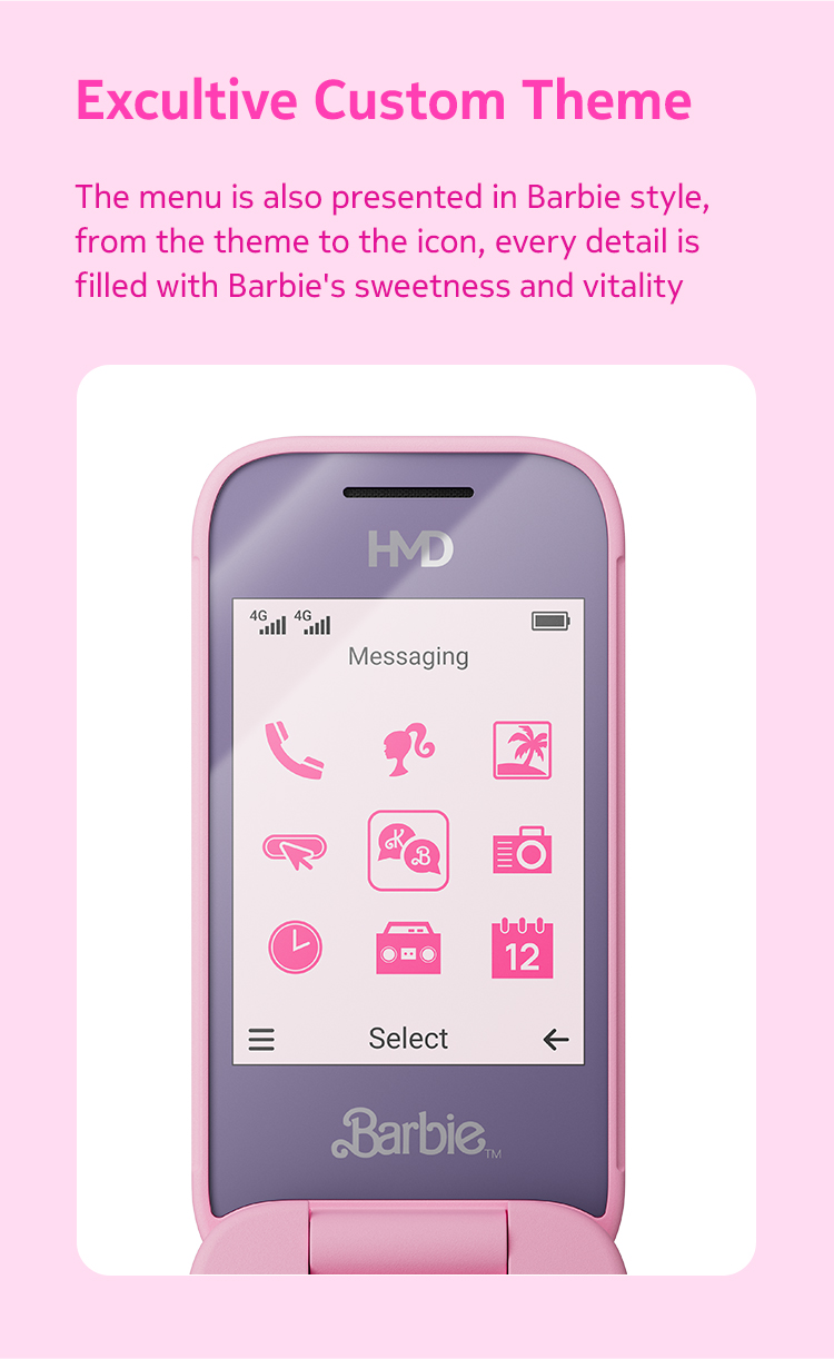HMD Barbie Flip 4G (กล่องแฟนซี) - มือถือพับเรโทรสีชมพู รองรับ MP3 รับ ...