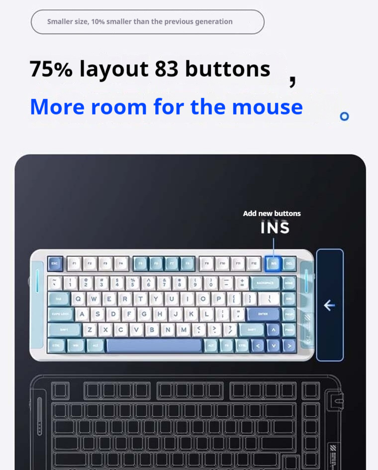 Mchose X75 V2 Custom Mechanical Keyboard ไร้สายบลูทูธสามโหมดคีย์บอร์ด ...