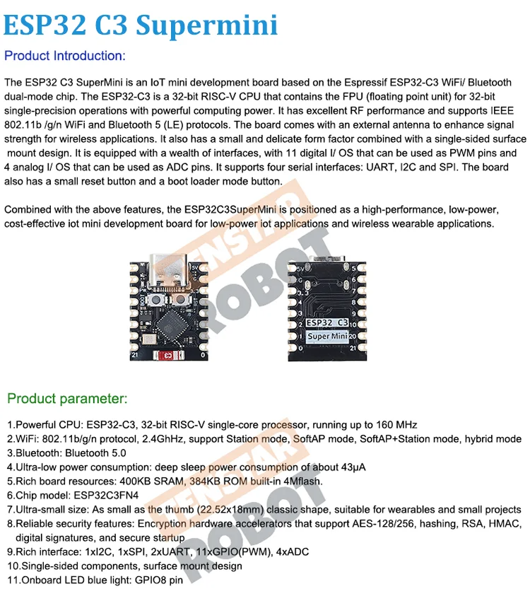 Esp32-c3 ESP32-S3 ESP32-H2 ESP32-C6 บอร์ดพัฒนา ESP32 C3 SuperMini WiFi บลูทูธ ESP32C3 | Shopee ...