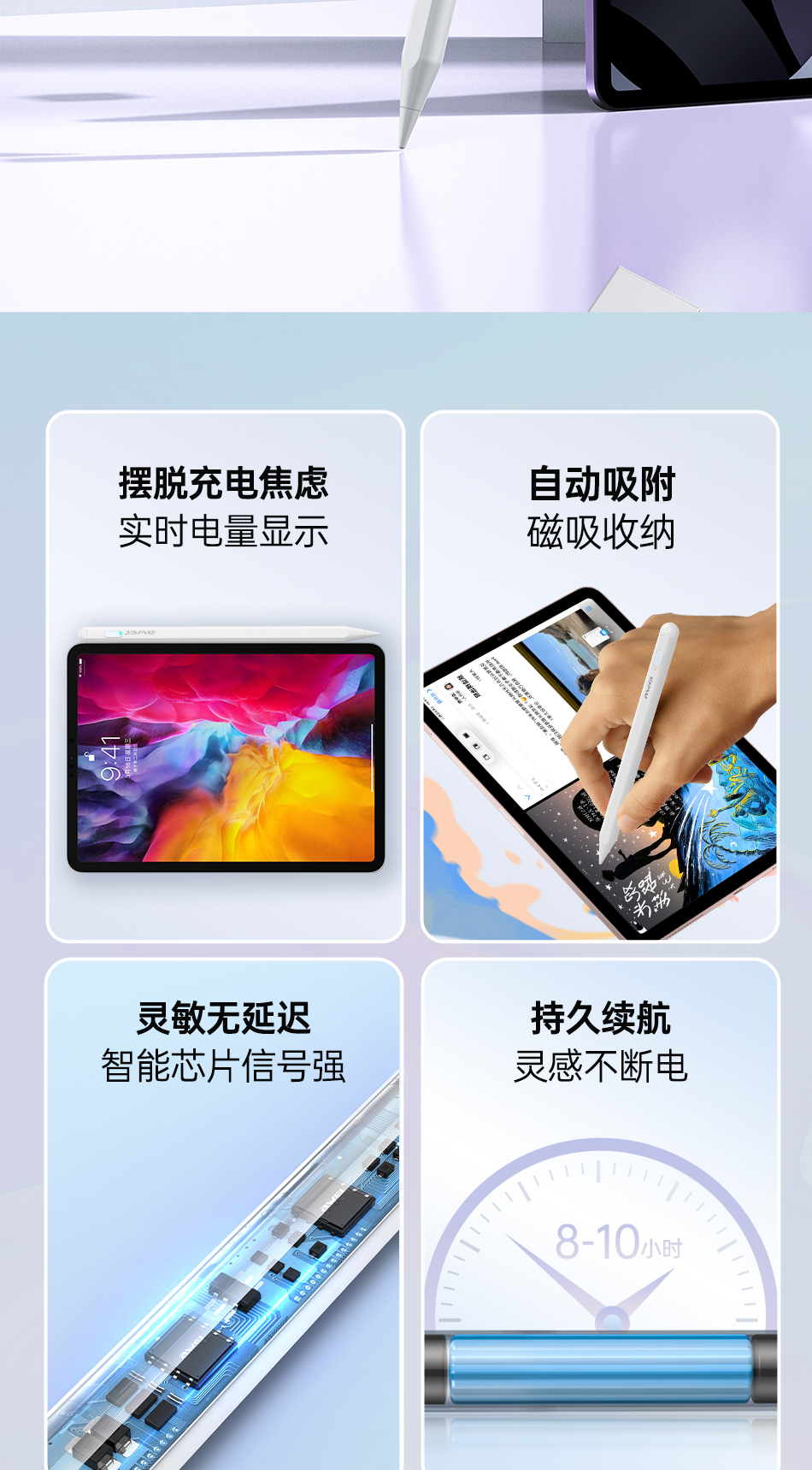 Awei P3 Stylus Pencil ปากกาดินสออัจฉริยะ พร้อมปฏิเสธฝ่ามือ ชาร์จไร้สาย ...