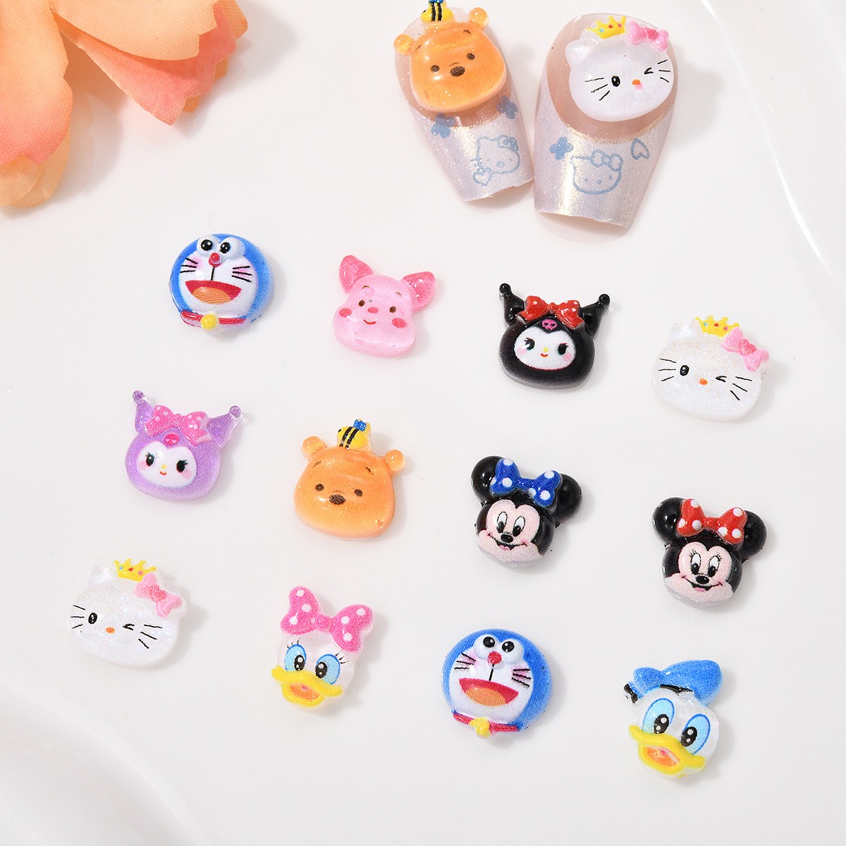 Rou Bao 50 ชิ้นเล็บการ์ตูน Series Kuromi Kitty Mickey น่ารักเรซิ่นเล็บ ...