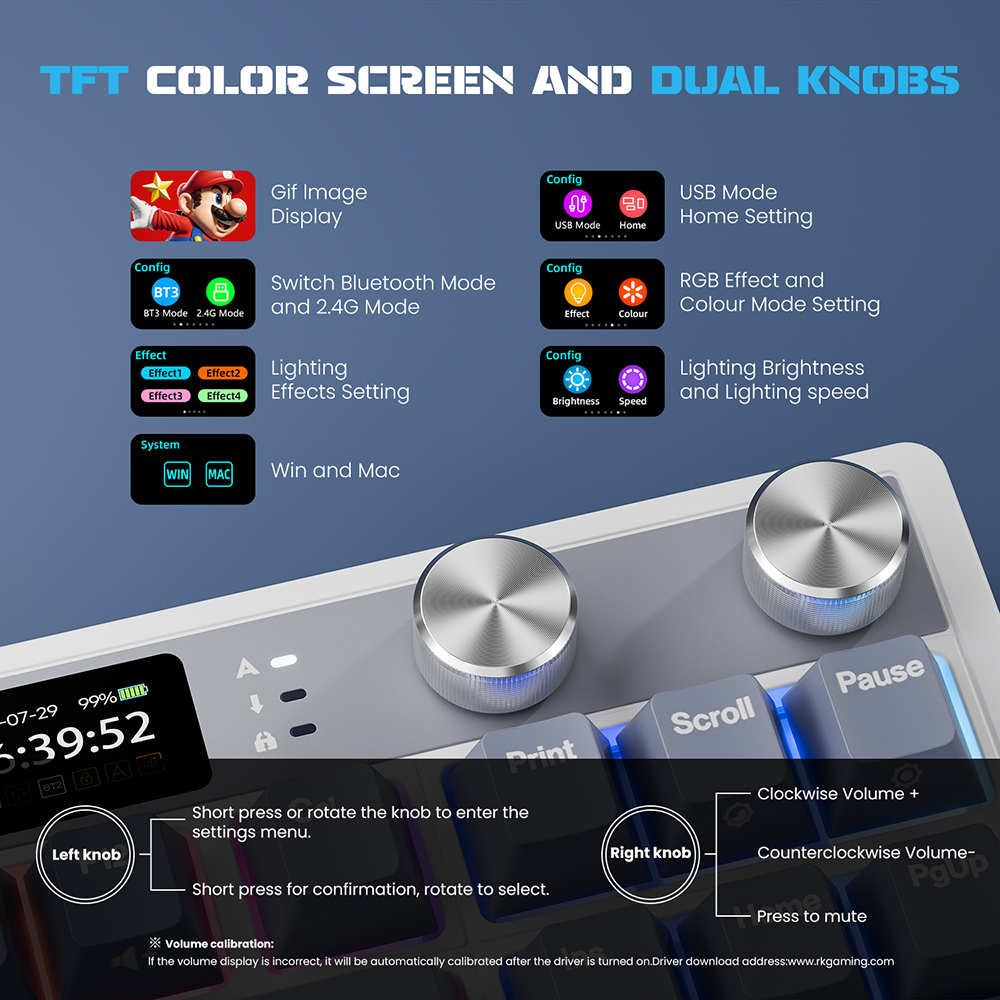 Rk Royal Kludge RK M87 Ocean Blue 88Keys Tri-Mode RGB แบบมีสายบลูทูธ 2 ...