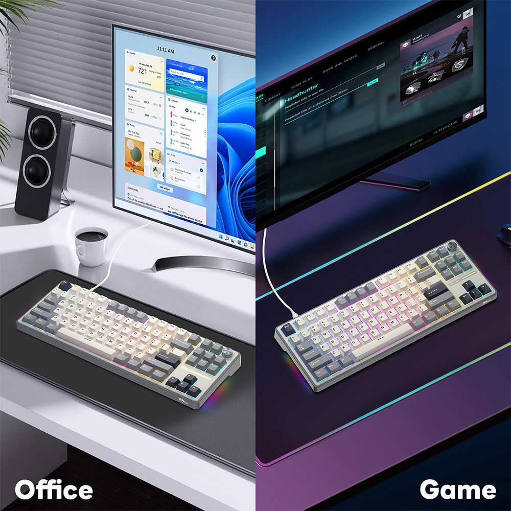 Royal Kludge RK R87Pro Half Grey 87 คีย์คีย์บอร์ดเกม 80% พร้อมคีย์บอร์ด ...