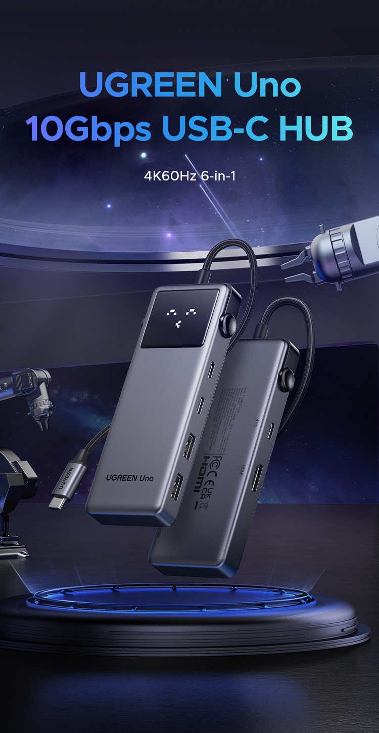Ugreen Uno 6-in-1 HUB 4K@60Hz 10Gbps Robot HUB PD100W อะแดปเตอร์ USB C ...