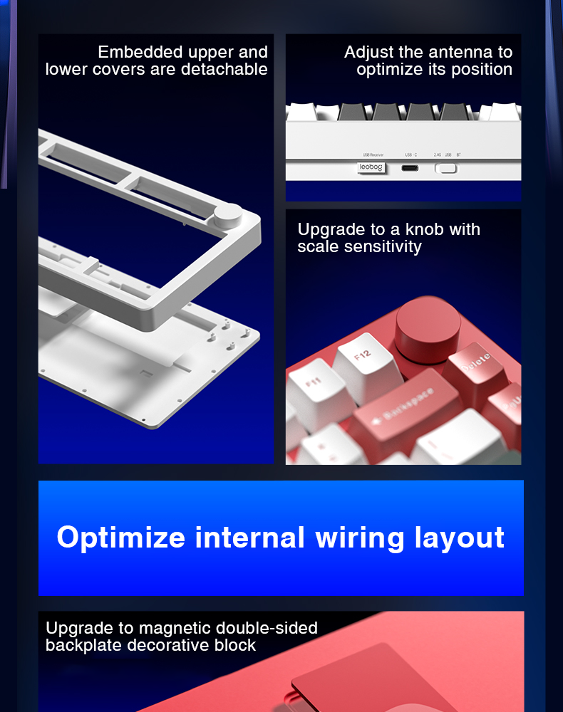 Aula LEOBOG Hi8SE คีย์บอร์ดอลูมิเนียม CNC อลูมิเนียม Tri-mode เชื่อมต่อ Full Key Hot Swappable ...