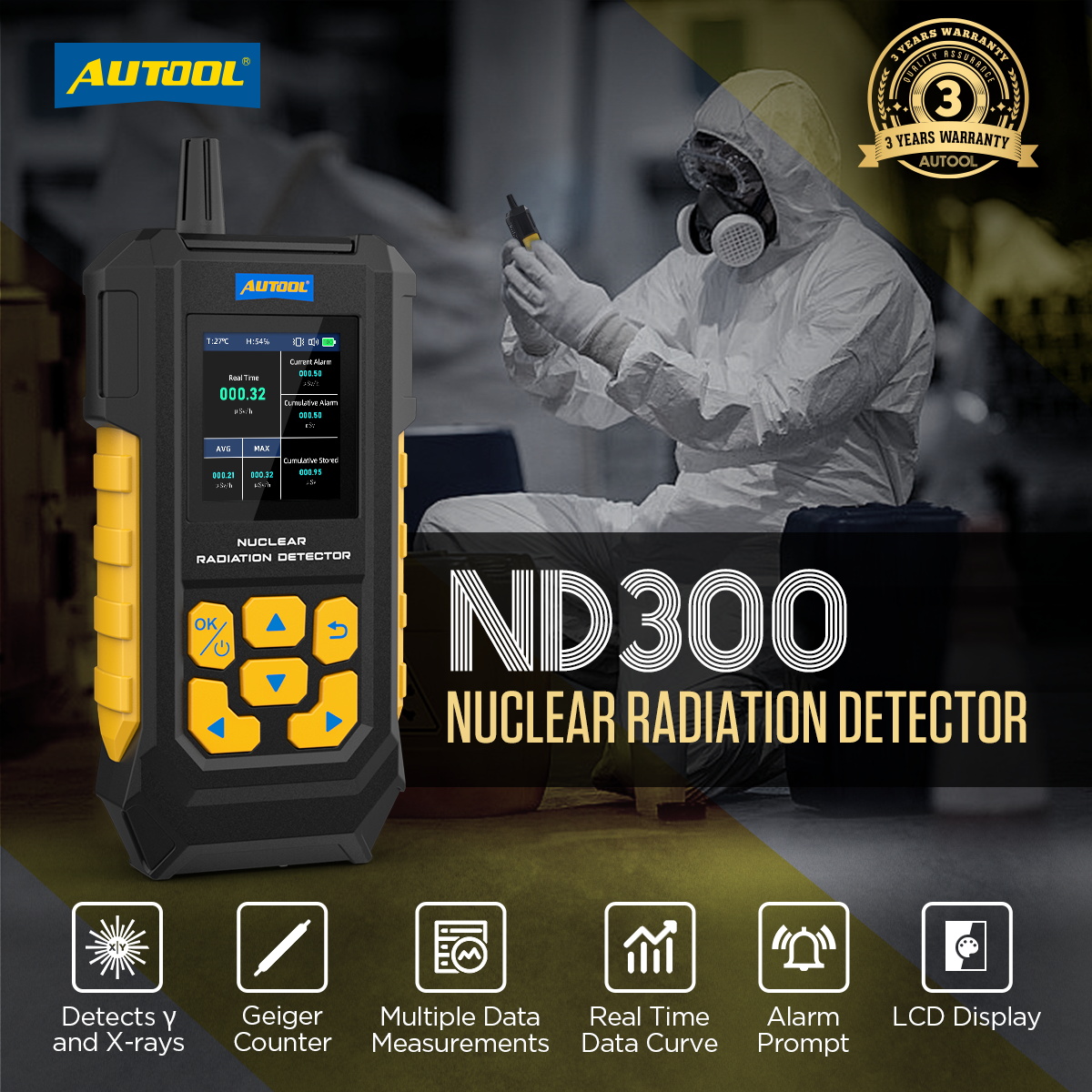 AUTOOL ND300 เครื่องวัดรังสีไกเกอร์ เครื่องวัดปริมาณรังสี เครื่องวัด ...