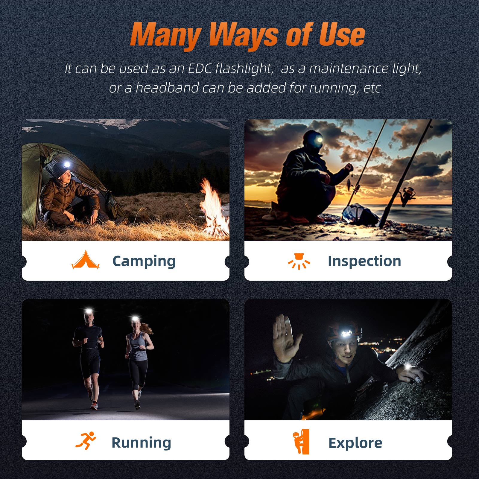 SUPERFIRE HL50 ไฟฉายคาดศีรษะ ซูมได้ ขนาดเล็ก แบบพกพา ไฟทํางานกลางแจ้ง ชาร์จ USB ไฟหน้ากีฬา ...