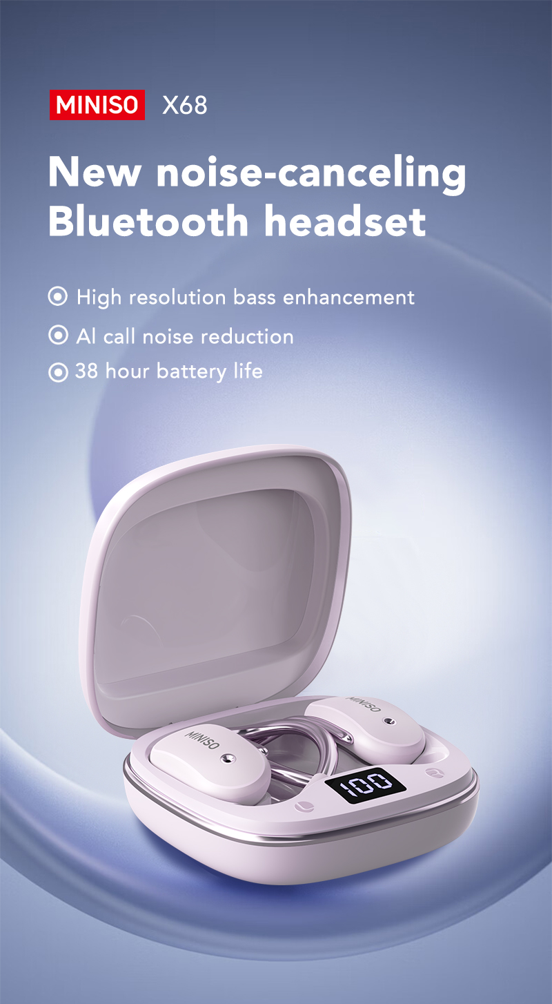 Miniso X68 หูฟังบลูทูธ OWS หูฟังไร้สายแบบเปิดหูพร้อมไมโครโฟนไฮไฟ ...