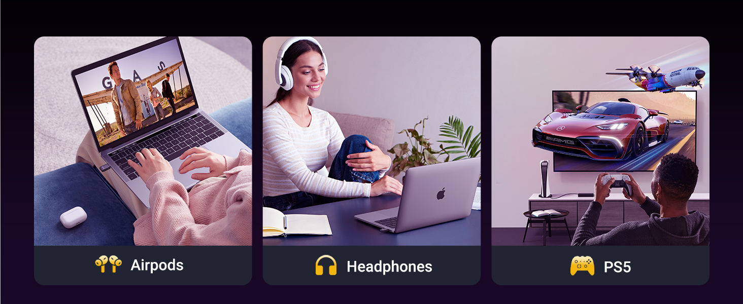 Ugreen USB C Bluetooth 5.3 เครื่องส่งสัญญาณ aptX SBC aptX AD HD Dongle ...