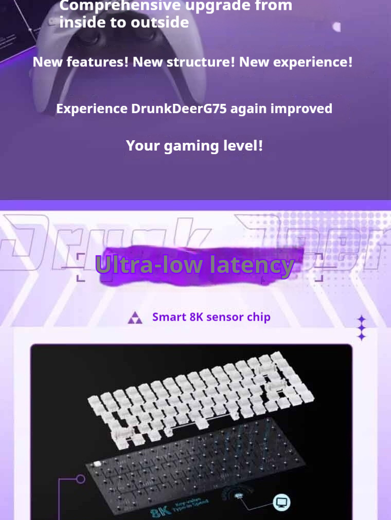 Drunkdeer G75 คีย์บอร์ดเกมแกนแม่เหล็กสําหรับเดินทางแบบมีสาย, เซ็นเซอร์ 8K อัจฉริยะ, ทริกเกอร์ ...