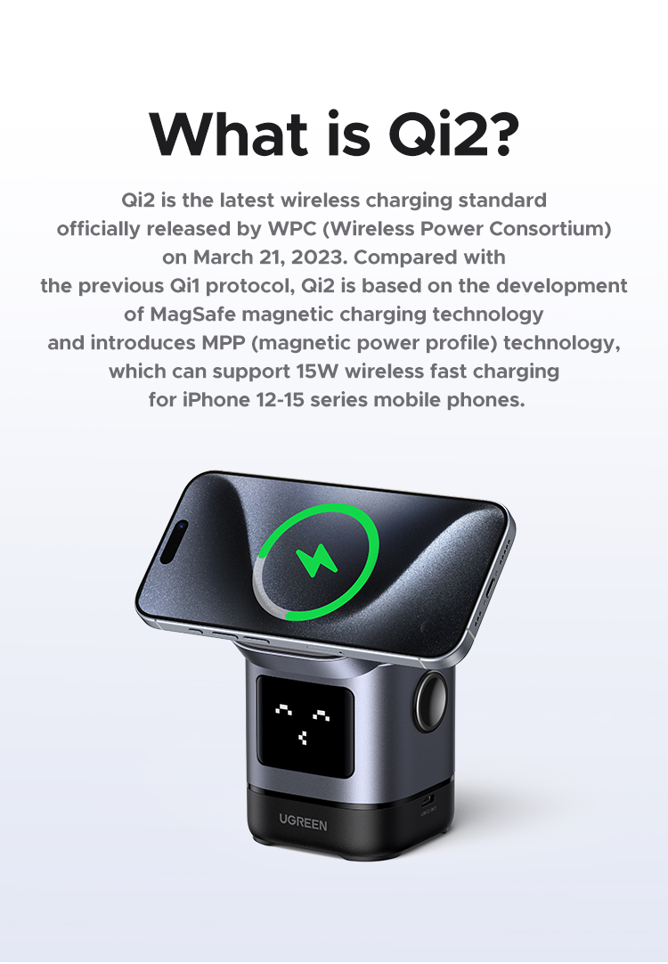 Ugreen Uno 2 in 1 Magnetic Wireless Charger 25W Max Qi2 Robot Design 15W Max สําหรับ iPone 16 ...