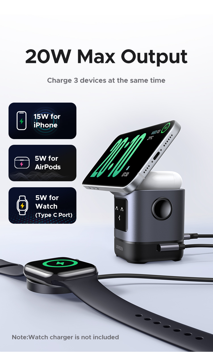Ugreen Uno 2 in 1 Magnetic Wireless Charger 25W Max Qi2 Robot Design 15W Max สําหรับ iPone 16 ...