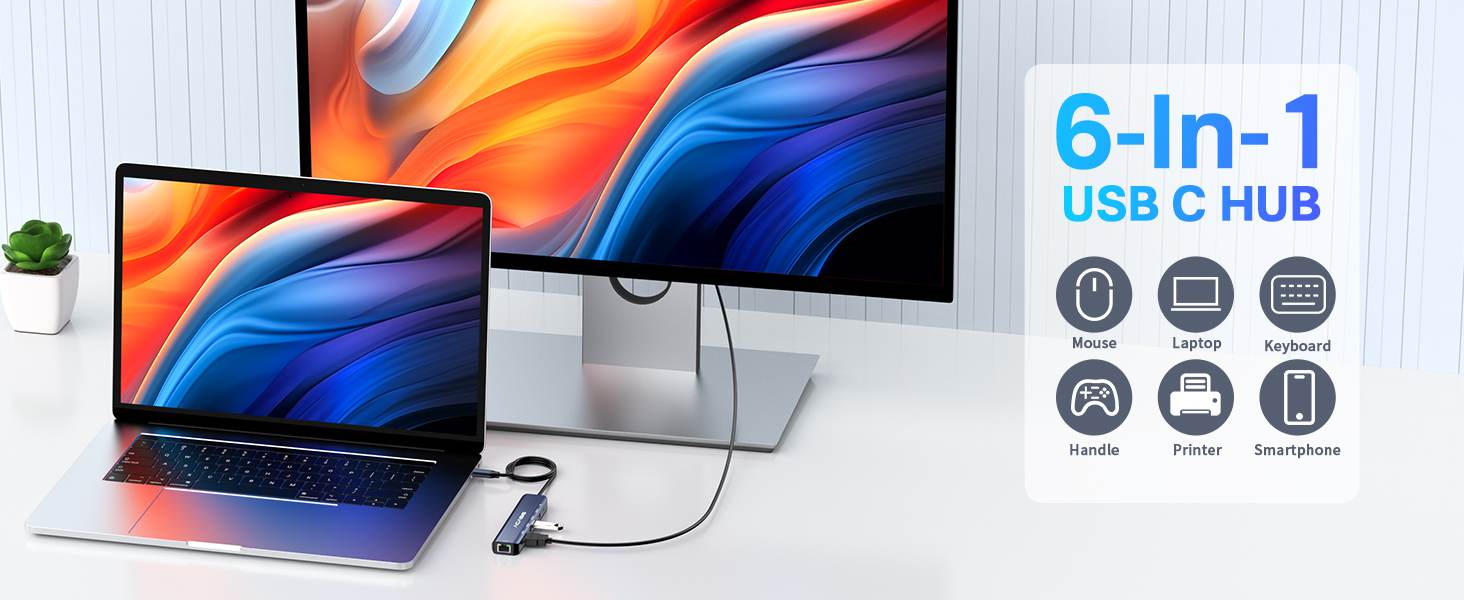 Acasis 6-In-1 Type-c Docking Station Multi Ports converter 4K60Hz ...