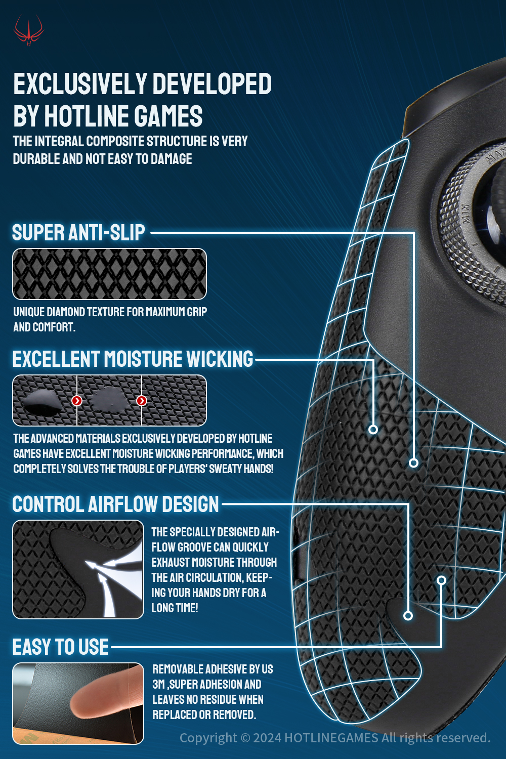 Hotline GAMES 2.0 PLUS Controller Grip Tape สําหรับ Flydigi Vader 4 Pro ...