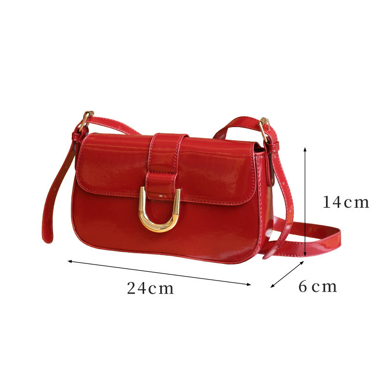 2024 Retro Wine Red Vachette Clasp กระเป๋าสะพายใต้วงแขนแบบพกพา | Shopee ...