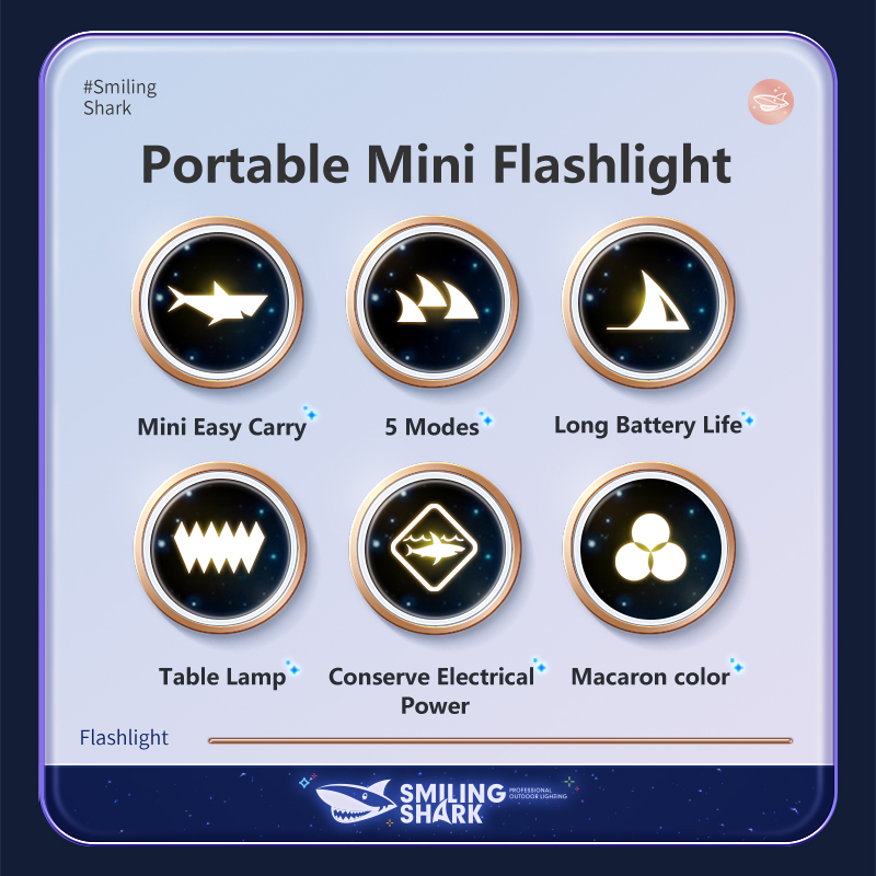 SmilingShark SD1023 ไฟฉาย led มินิ พวงกุญแจ ซัง คบเพลิง แสงสีขาวที่แข็งแกร่ง 3โหมด Type-C ชาร์จ ...