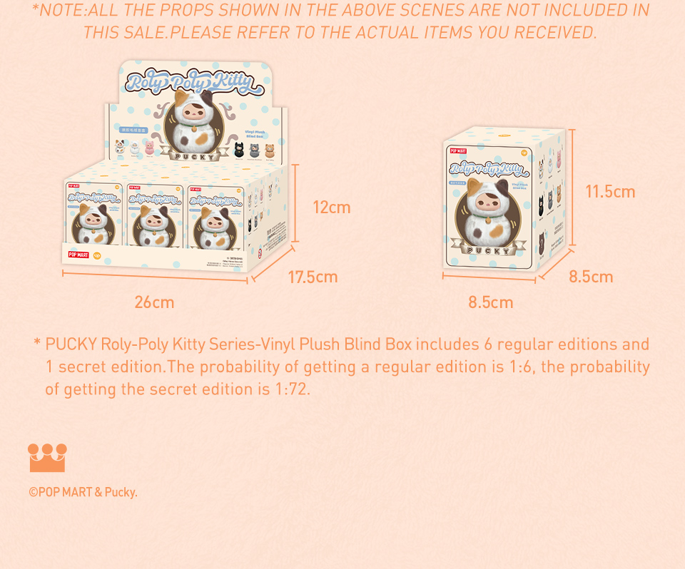 POP MART PUCKY Roly-Poly Kitty Series-Vinyl Plush Blind Box Action Toys ...