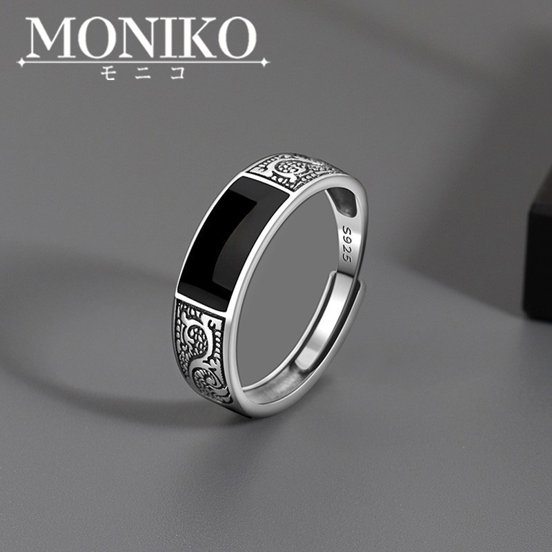 MONIKO Original Design s925แหวนลายมังกร เปิดวงแหวนปรับได้ ยูนิเซ็กซ์ ...