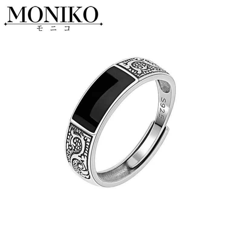 MONIKO Original Design s925แหวนลายมังกร เปิดวงแหวนปรับได้ ยูนิเซ็กซ์ ...