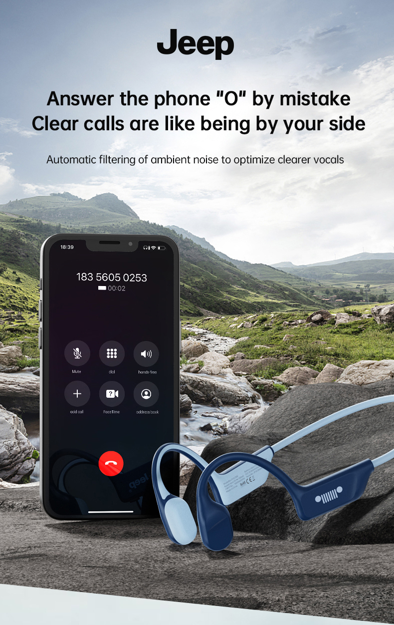 Jeep EC006 หูฟังบลูทูธ คุณภาพเสียง HiFi กันน้ํา สแตนด์บายนาน สําหรับเล่นกีฬา ระบบ Bone ...