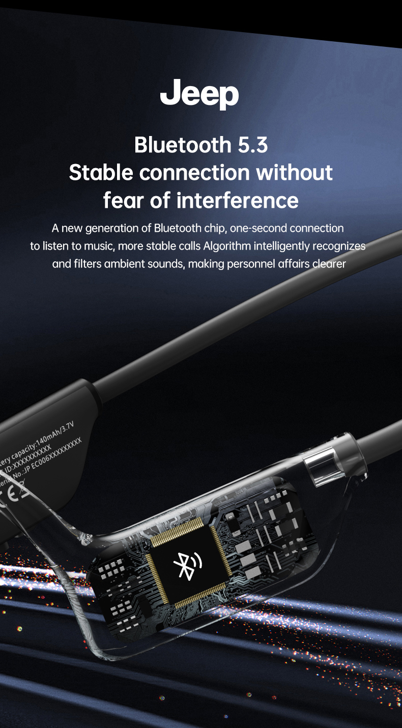 Jeep EC006 หูฟังบลูทูธ คุณภาพเสียง HiFi กันน้ํา สแตนด์บายนาน สําหรับเล่นกีฬา ระบบ Bone ...
