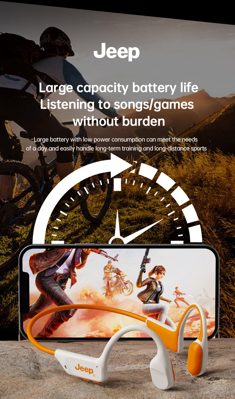 Jeep EC006 หูฟังบลูทูธ คุณภาพเสียง HiFi กันน้ํา สแตนด์บายนาน สําหรับเล่นกีฬา ระบบ Bone ...