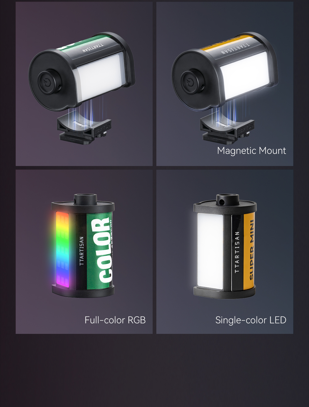 TTArtisan RGB Mini Magnetic LED เติมแสง 400-750nM แสงที่มองเห็นได้ ...