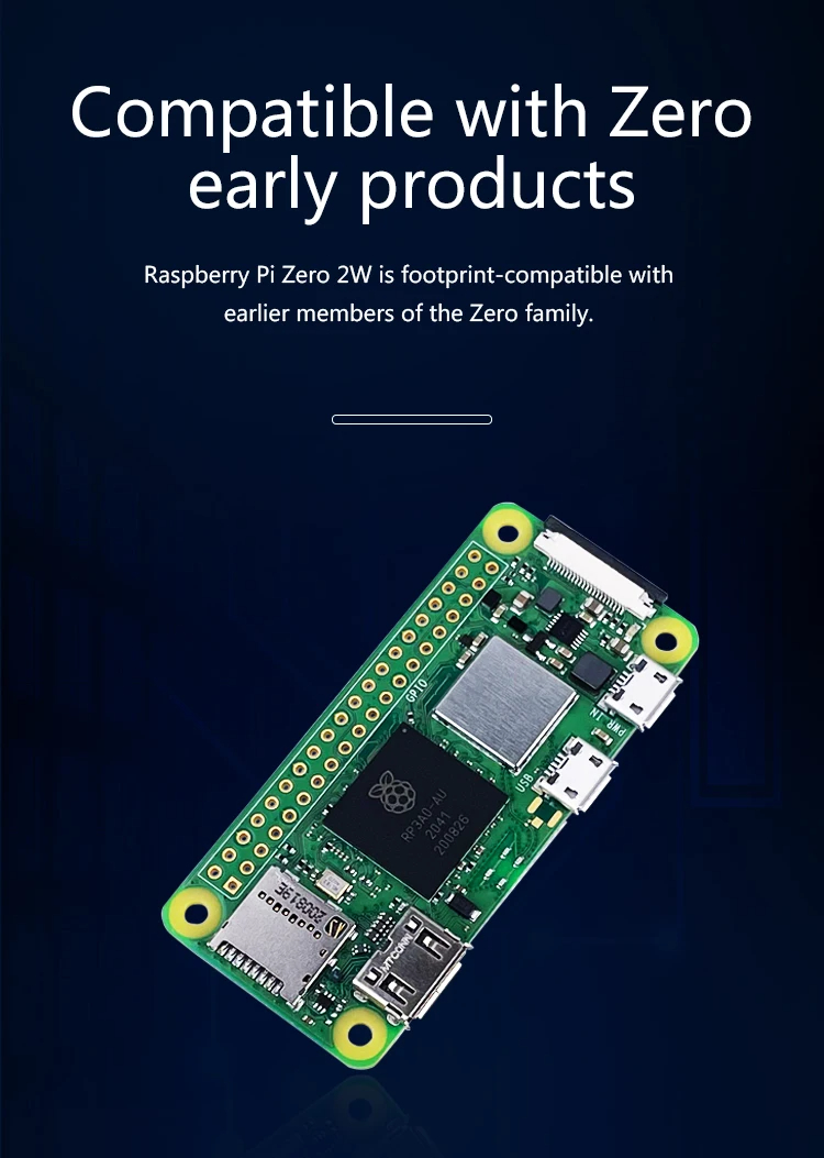 Raspberry Pi Zero 2W 1GHz Quad-core 64-bit Arm Cortex-A53 CPU 512MB ...
