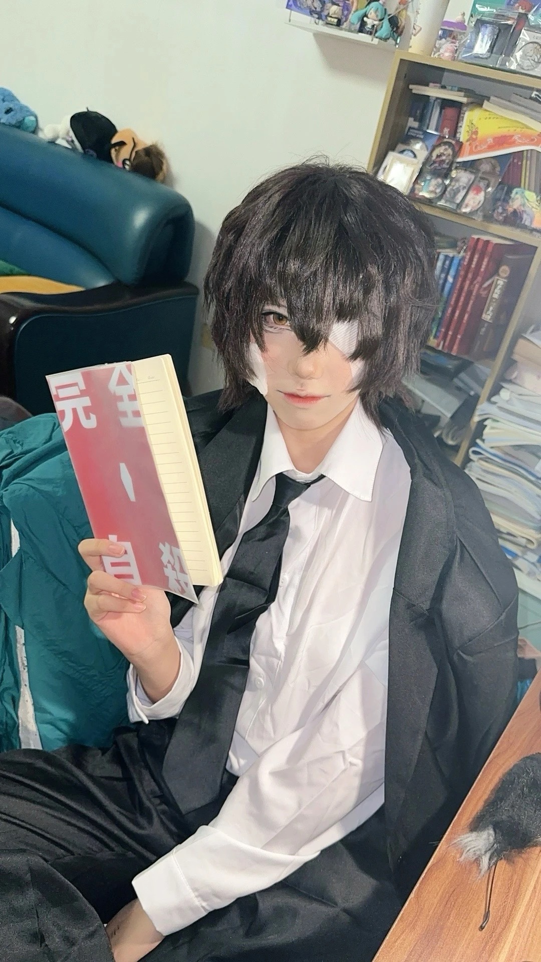 Dazai Osamu คอสเพลย์เครื่องแต่งกาย, Trench Black, Jacket, กางเกง, ถุง ...
