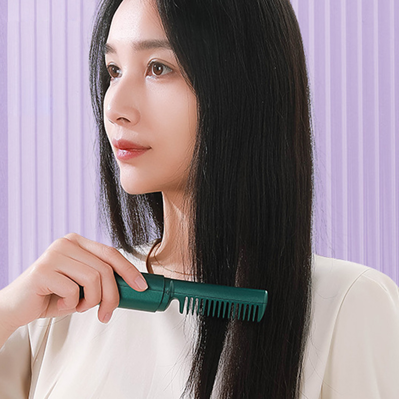 เครื่องหนีบผมขนาดเล็กไอออนลบดูแลเส้นผมให้ความชุ่มชื้นความร้อนแม้แต่หวีสําหรับจัดแต่งทรงผมเปียก ...