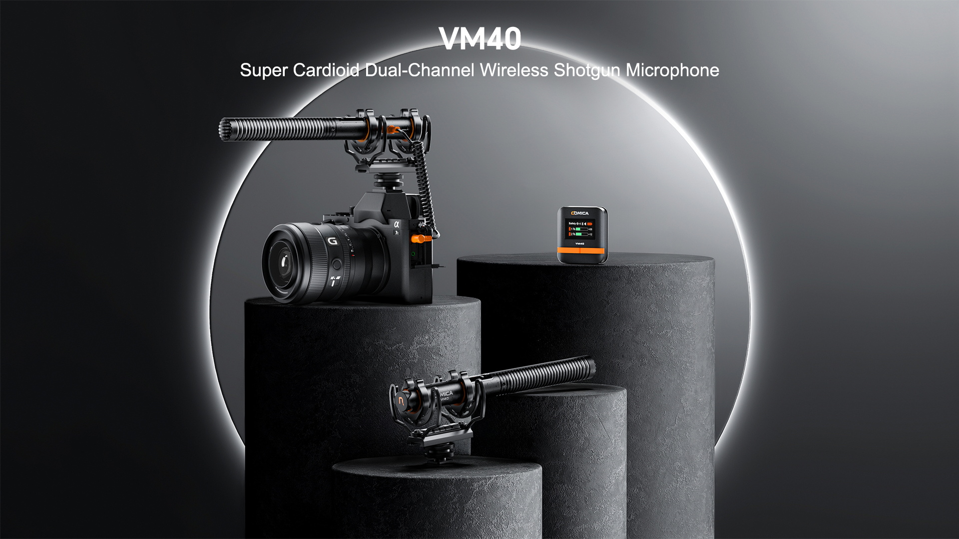 Comica VM40 Super Cardioid Dual-Channel Wireless Shotgun Microphone,On-Camera Mic with 2.48kHz ...