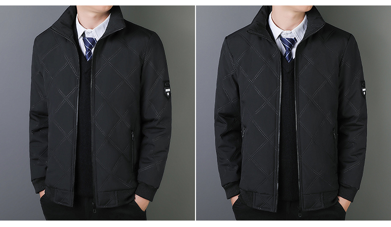 Plover Mens Winter Flannel Cotton Coat Windproof Stand Collar Jacket ...