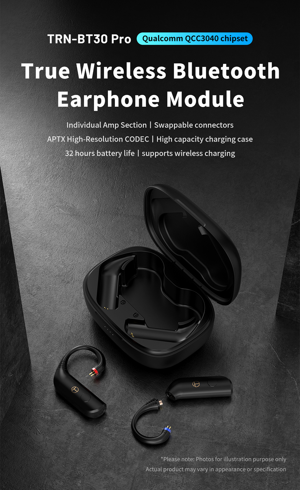 TRN BT30 PRO หูฟังบลูทูธ True Wireless Module ตัดเสียงรบกวน ไมค์คู่ 50H ...