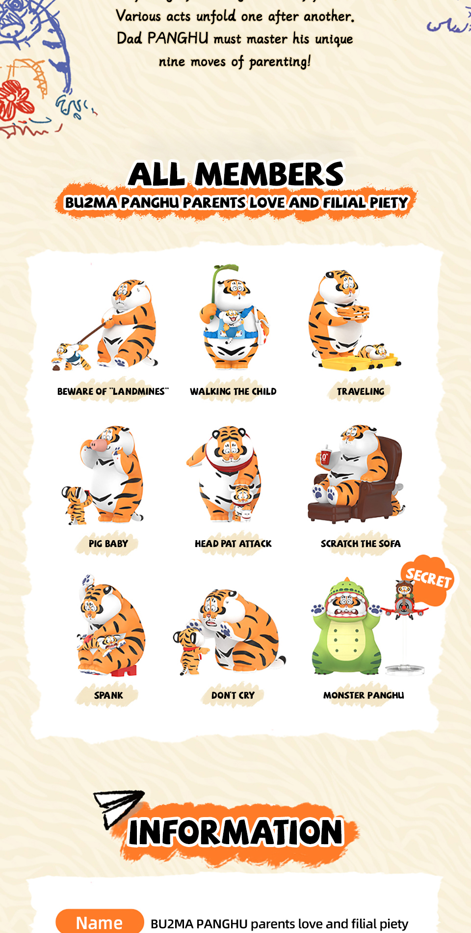 52TOYS BU2MA PANGHU parents love and filial piety Series Blind Box Figure Toy | Shopee Thailand