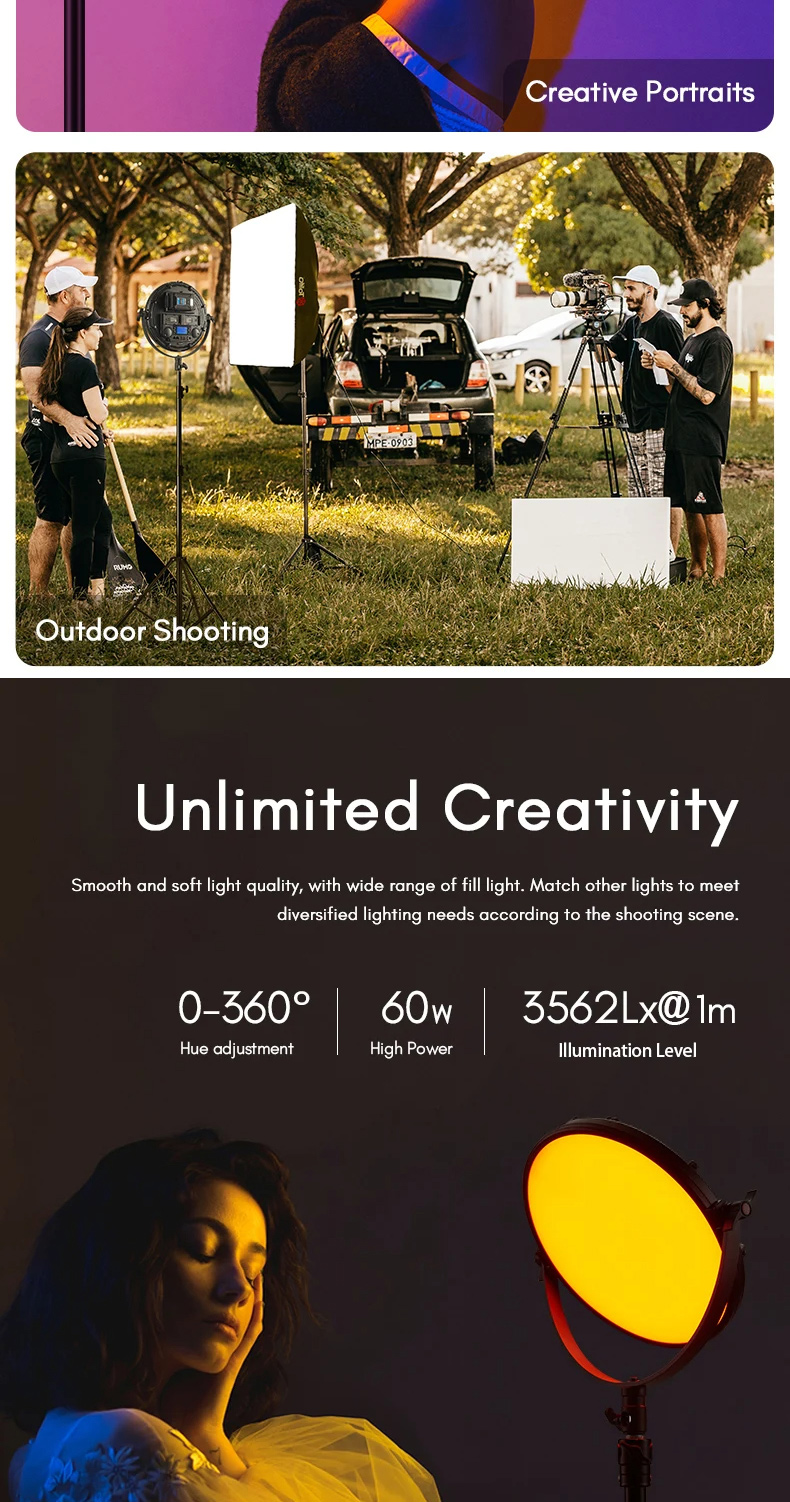 Tolifo Professional Studio Video Lighting RS60RGB RGB LED Video Light ...
