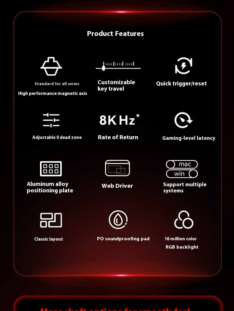 Madlions MAD 60/68HE Eesports Magnetic Switch คีย์บอร์ด Streamlined configuration, Low Latency ...