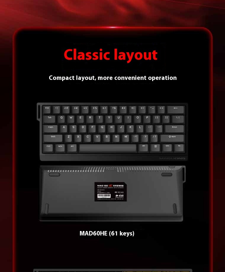 Madlions MAD 60/68HE Eesports Magnetic Switch คีย์บอร์ด Streamlined configuration, Low Latency ...