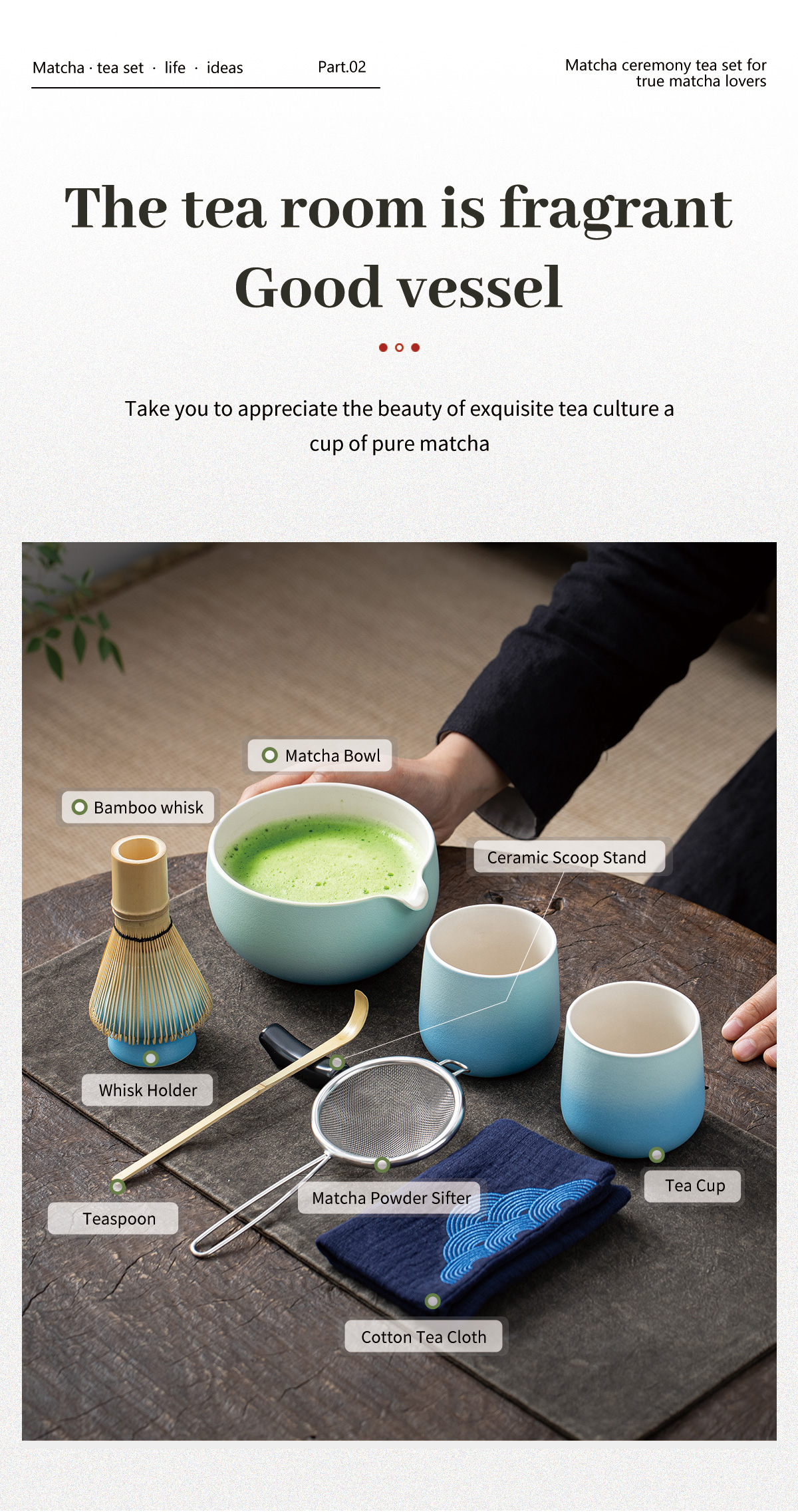 Teanagoo ชุดน้ําชาญี่ปุ่น (7 ชิ้น) Matcha Whisk Set ชามมัทฉะพร้อมเทพวย ...