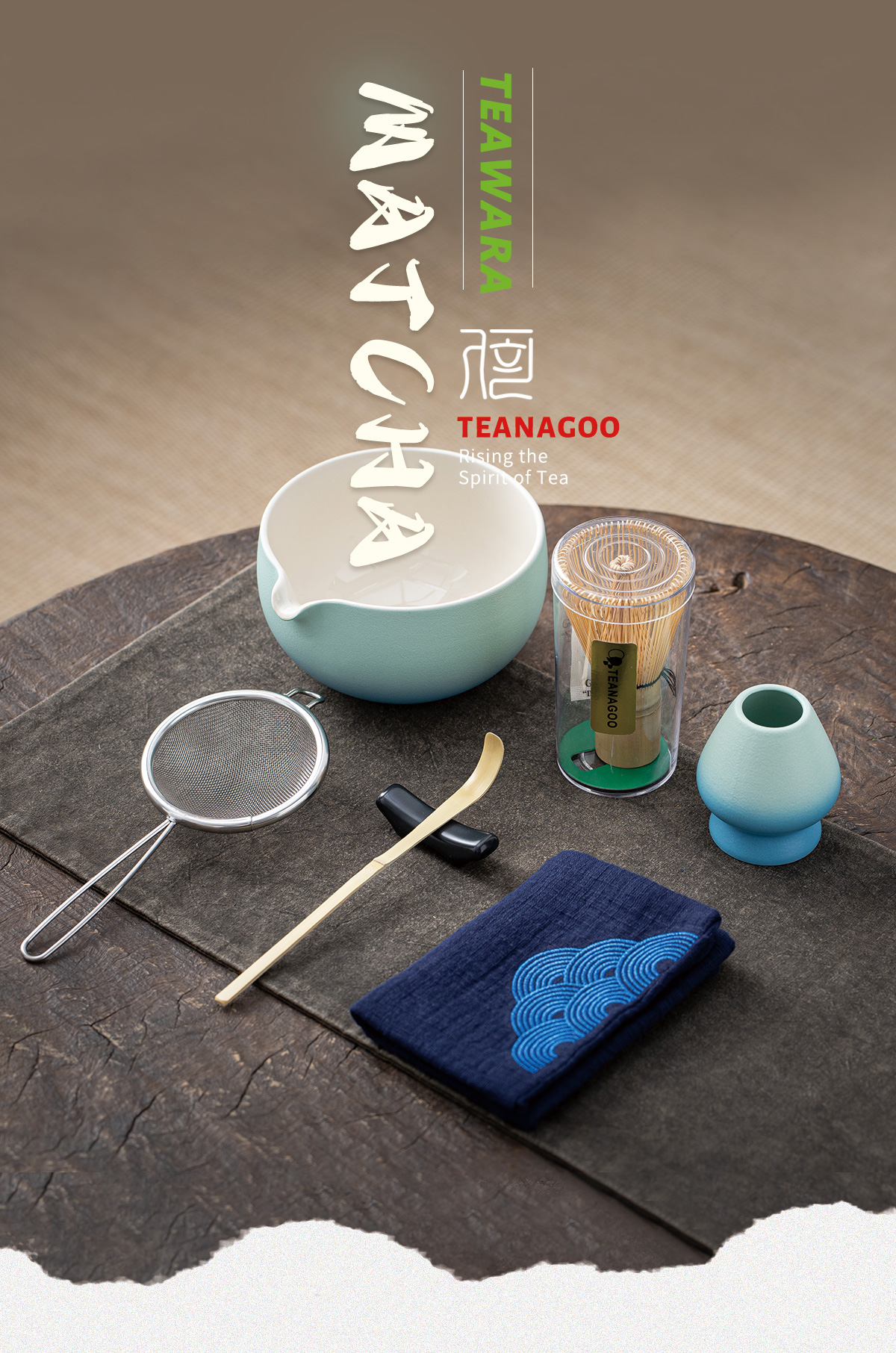 Teanagoo ชุดน้ําชาญี่ปุ่น (7 ชิ้น) Matcha Whisk Set ชามมัทฉะพร้อมเทพวย ...