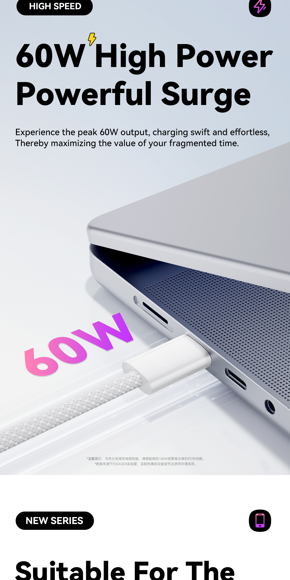 Essager Type C 60W Type-C สาย Type C Fast Charge Data Cable สําหรับ ...