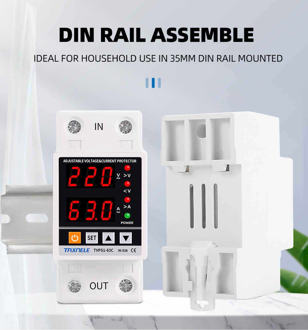 Din Rail Dual Display ปรับกระแสเกินแรงดันไฟฟ้าภายใต้รีเลย์ป้องกันแรงดัน ...