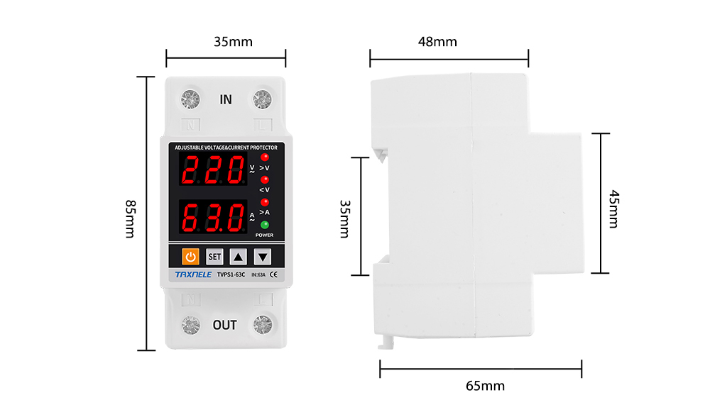 Din Rail Dual Display ปรับกระแสเกินแรงดันไฟฟ้าภายใต้รีเลย์ป้องกันแรงดัน ...