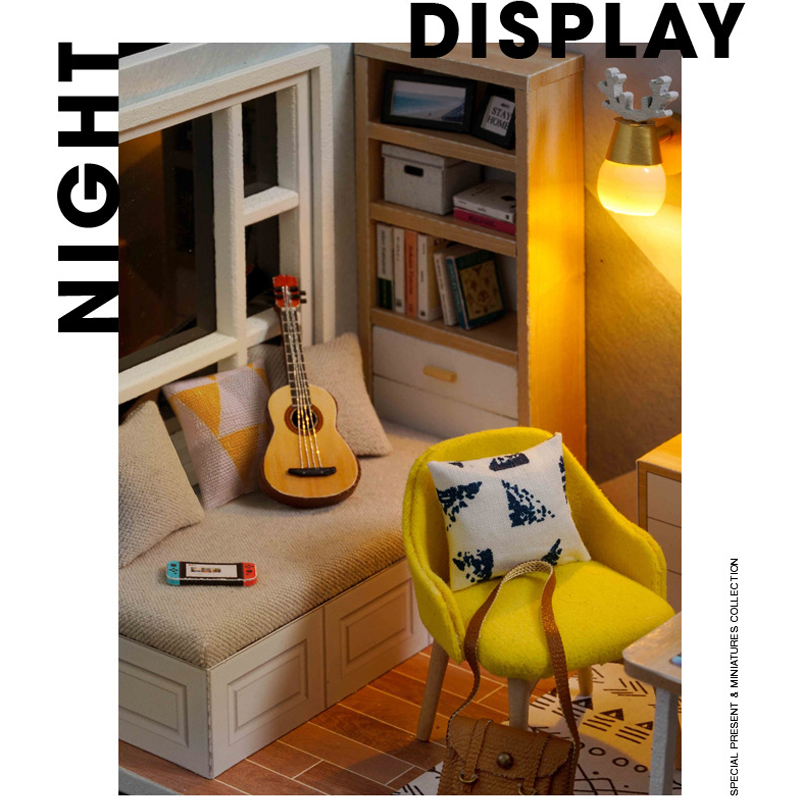 ไม้บ้านตุ๊กตาขนาดเล็ก ทําเอง บ้านขนาดเล็กชุดทําห้องของเล่น 3ง ปริศนา ...