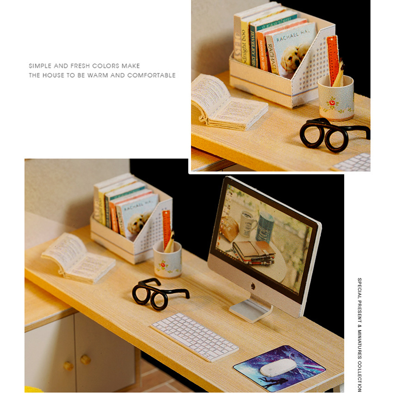 ไม้บ้านตุ๊กตาขนาดเล็ก ทําเอง บ้านขนาดเล็กชุดทําห้องของเล่น 3ง ปริศนา ...