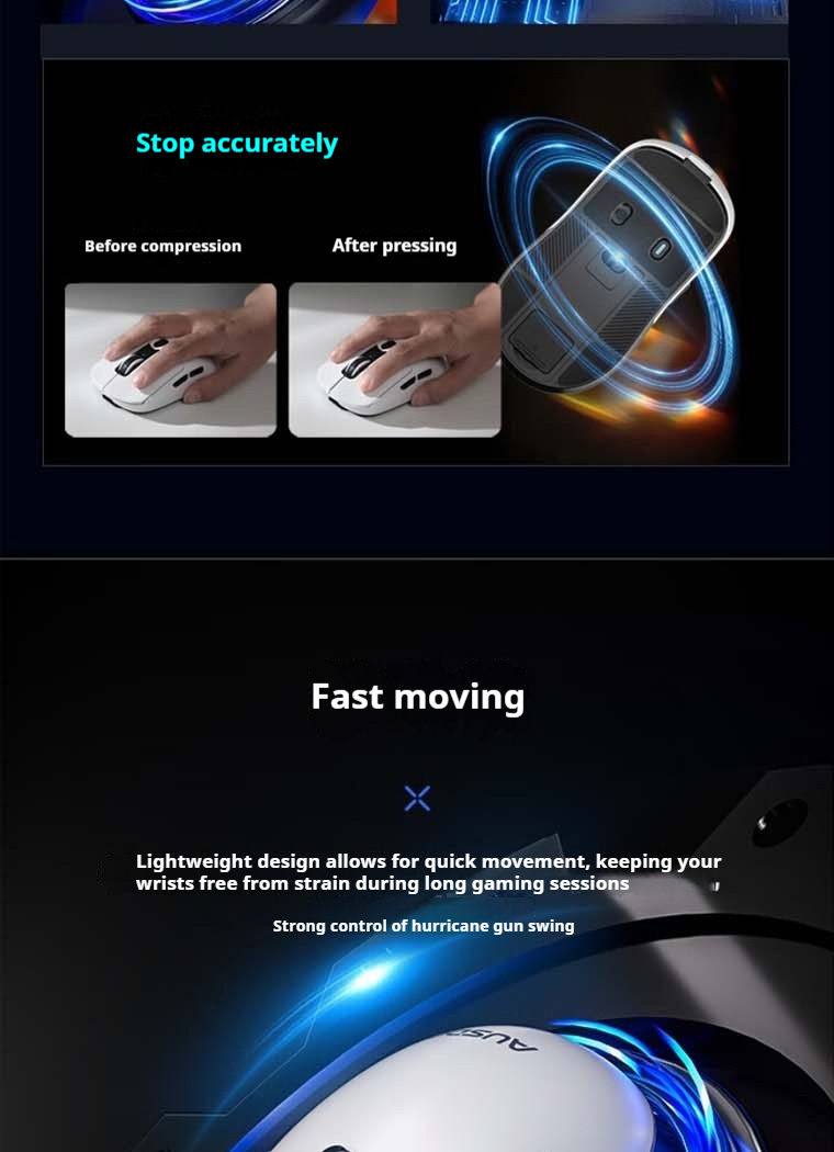 AUSDOM G01 PAW3311 Gaming Gaming Mouse Three-mode Bluetooth Wired ...
