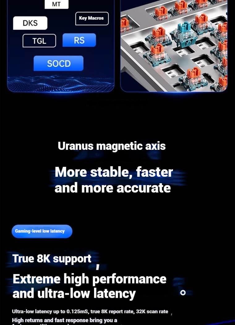 MCHOSE ZERO 75S e-sports magnetic axis keyboard Wired connection Fearless Contract RT keyboard ...