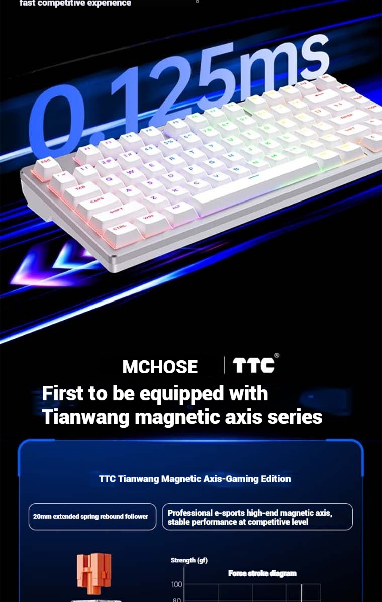 MCHOSE ZERO 75S e-sports magnetic axis keyboard Wired connection Fearless Contract RT keyboard ...